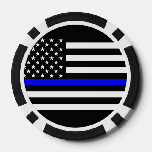 America Thin Blue Line Symbol Poker Chips | Zazzle