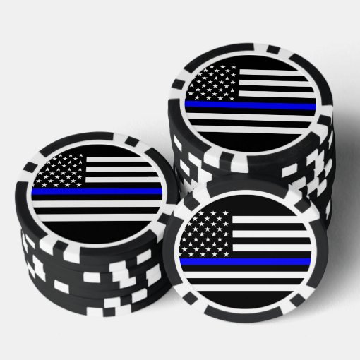 America Thin Blue Line Symbol Poker Chips | Zazzle