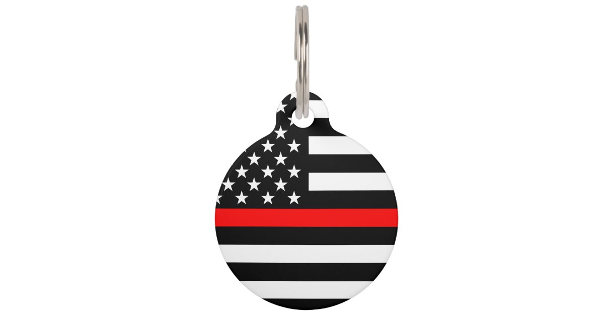 America Thin Red Line Symbol Pet Tag | Zazzle