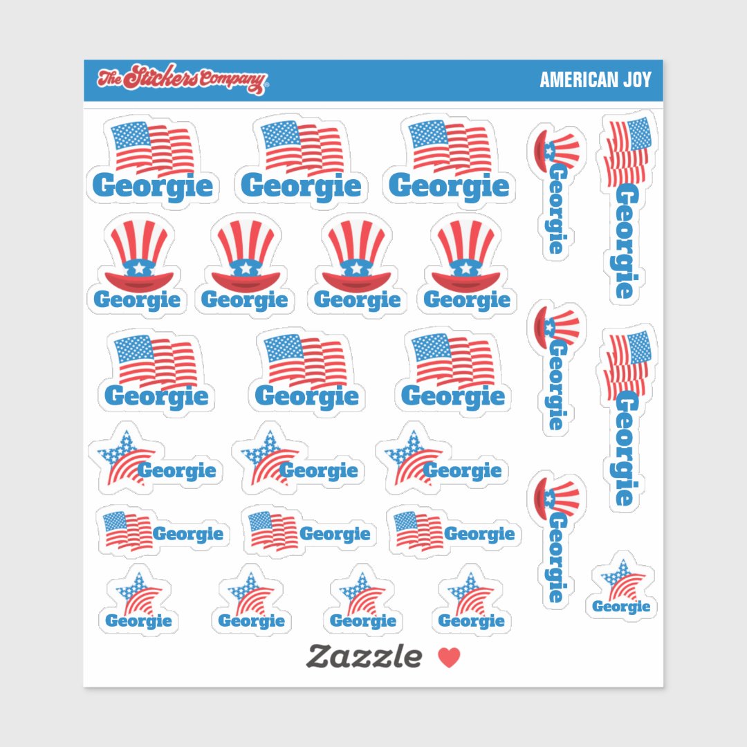 America U.S.A. Custom Name Labels | Stickers | Zazzle