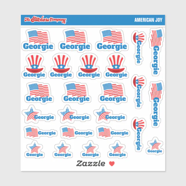 America U.S.A. Custom Name Labels | Stickers | Zazzle