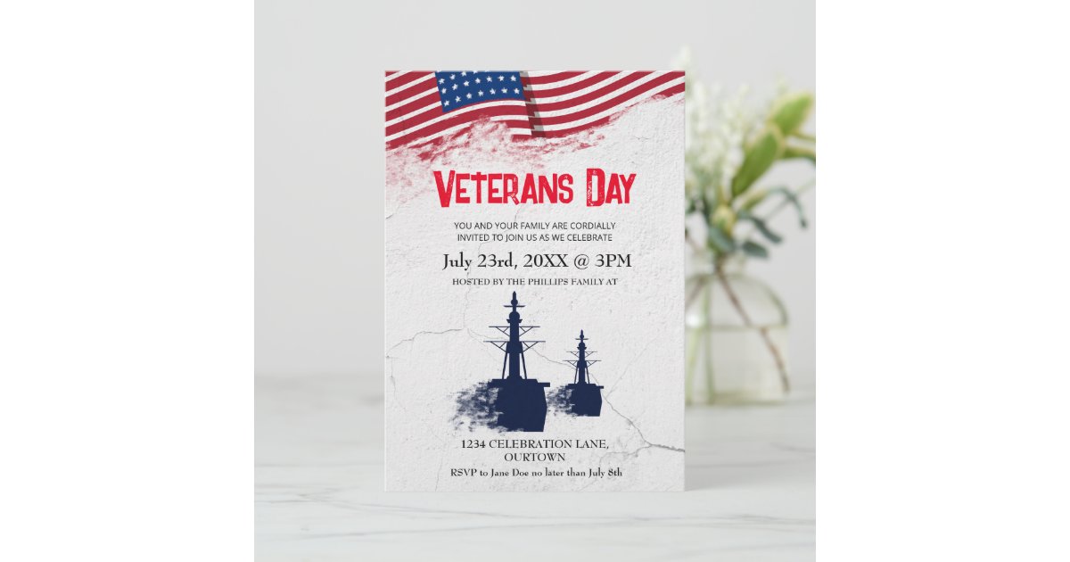 America Veterans Day Patriotic Invite, Invitation | Zazzle