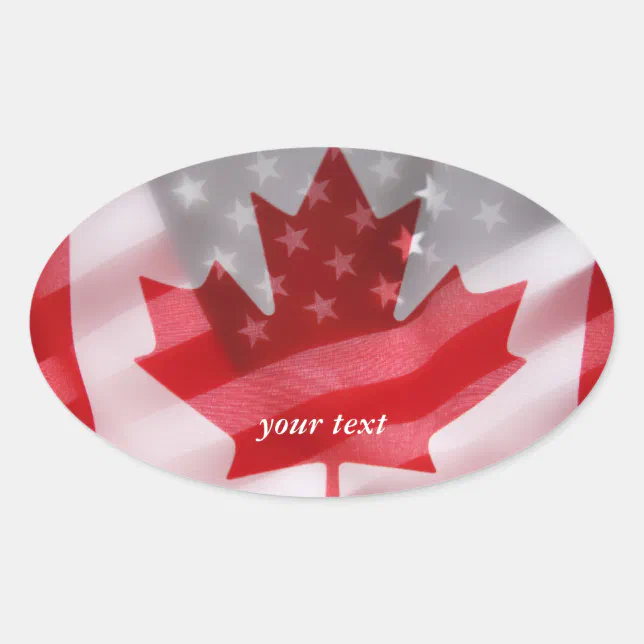 American and Canadian flags Oval Sticker | Zazzle