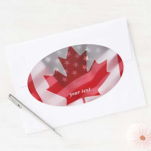 American and Canadian flags Oval Sticker | Zazzle