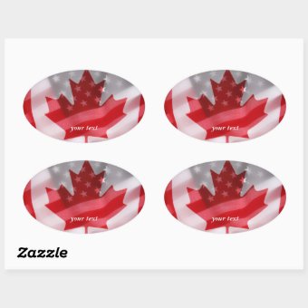 American and Canadian flags Oval Sticker | Zazzle