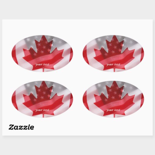 American and Canadian flags Oval Sticker | Zazzle