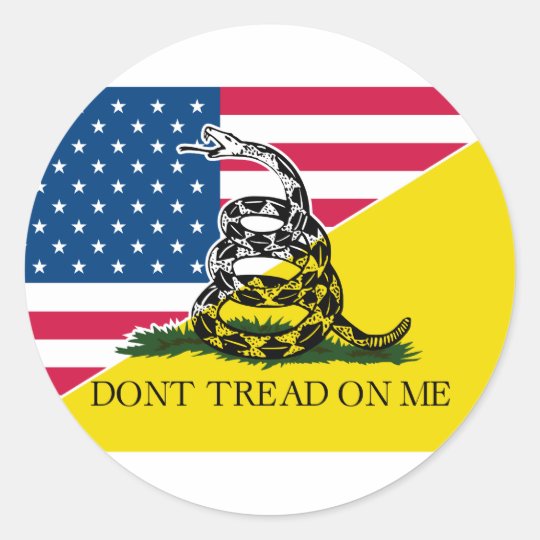 American and Gadsden Flag Classic Round Sticker | Zazzle.com