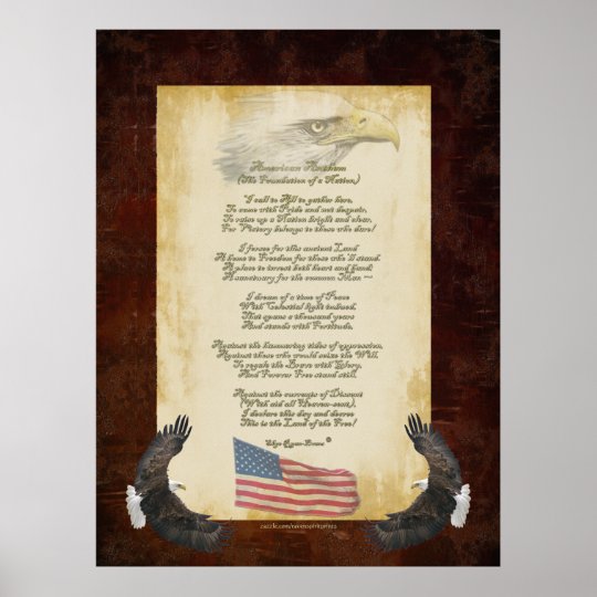 "American Anthem" Patriotic Original Poem US Flag Poster | Zazzle.com