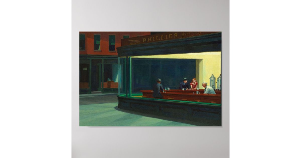 AMERICAN ARTIST Edward Hopper Nighthawks 1942 Poster | Zazzle