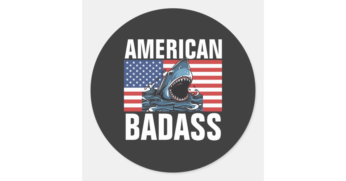 AMERICAN BADASS PATRIOT SHARK STICKERS | Zazzle