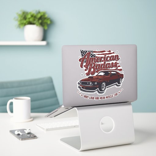 American Badass Very Loud Mean Muscle Car Sticker | Zazzle