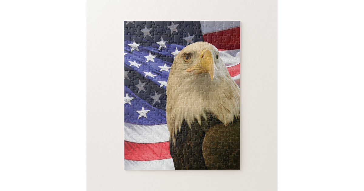 American Bald Eagle and Flag Jigsaw Puzzle | Zazzle