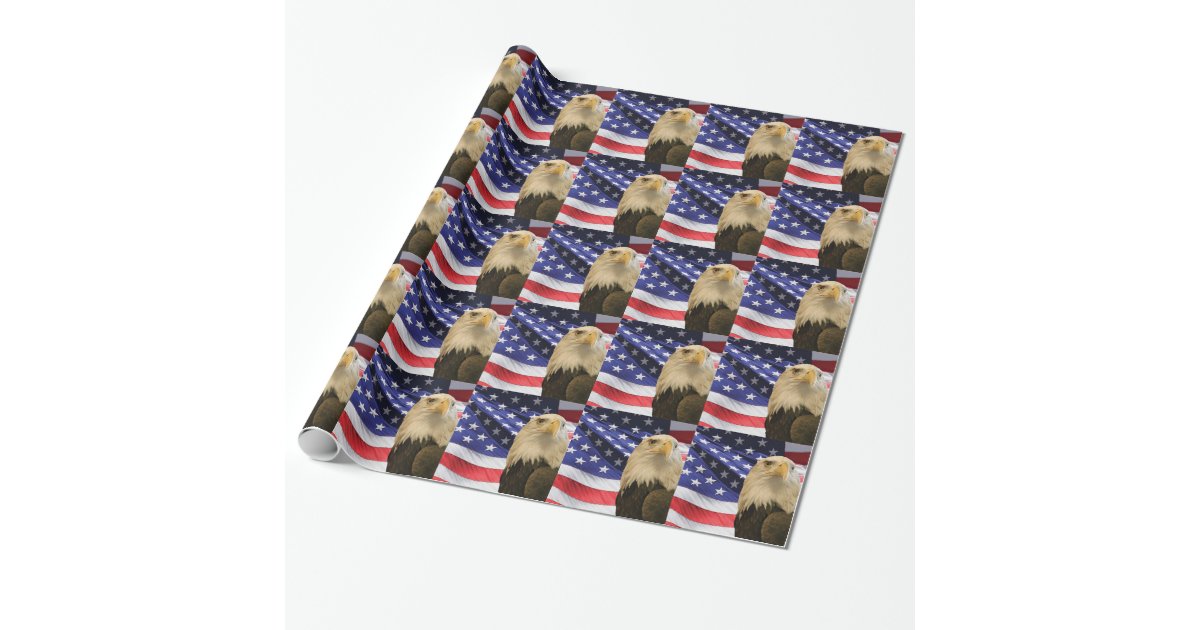 American Bald Eagle and Flag Wrapping Paper | Zazzle