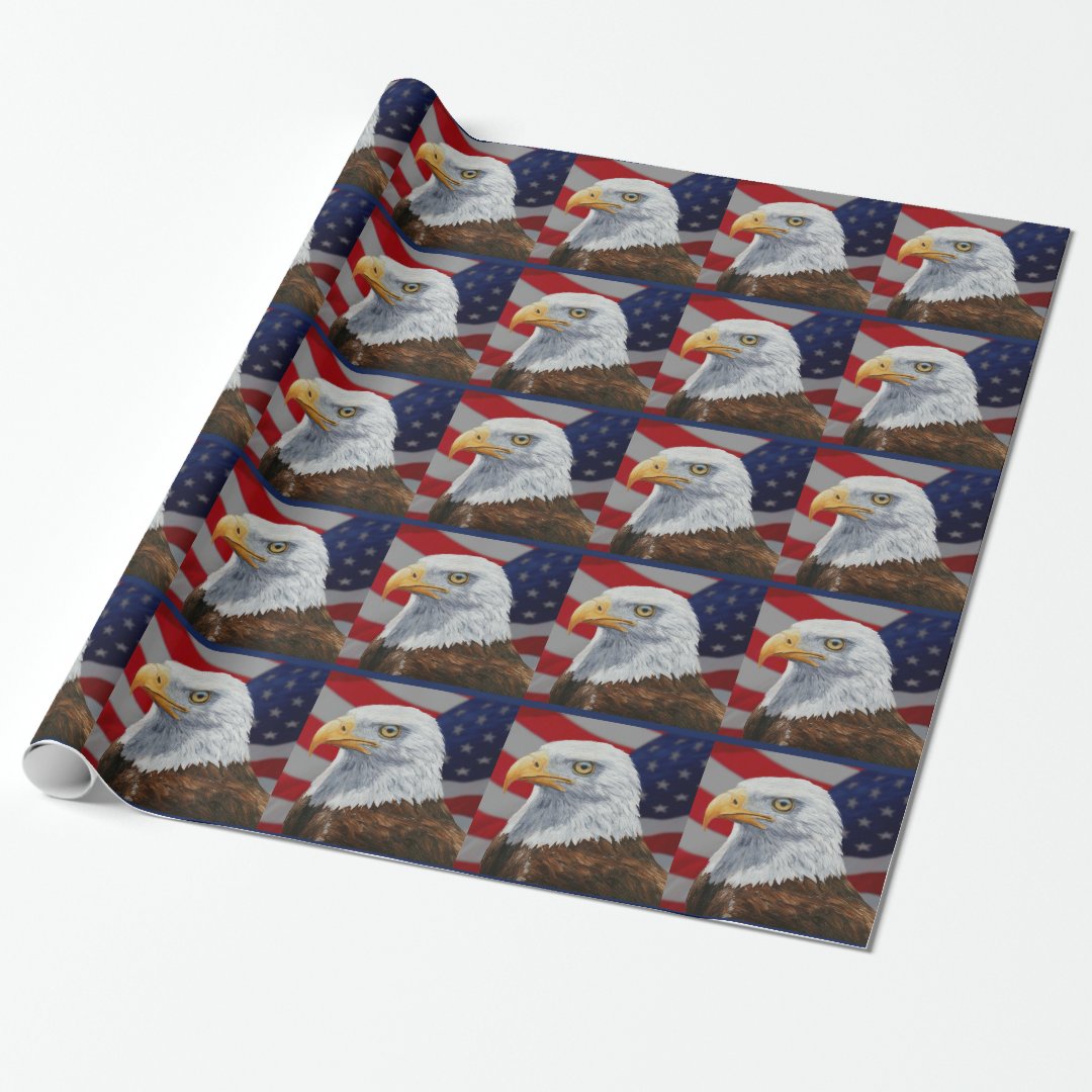 American Bald Eagle and Flag Wrapping Paper | Zazzle