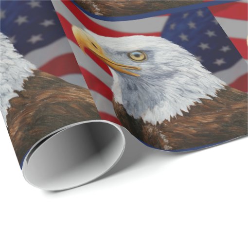 American Bald Eagle and Flag Wrapping Paper | Zazzle