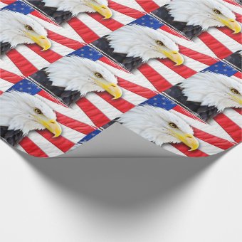 American Bald Eagle and Flag Wrapping Paper | Zazzle