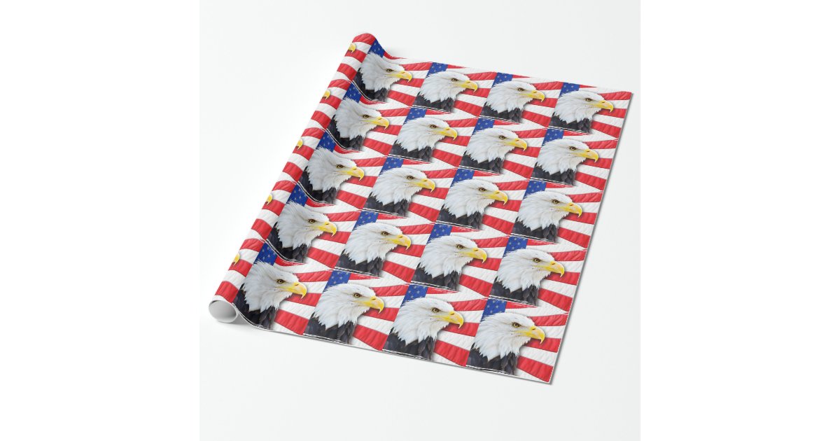 American Bald Eagle and Flag Wrapping Paper | Zazzle
