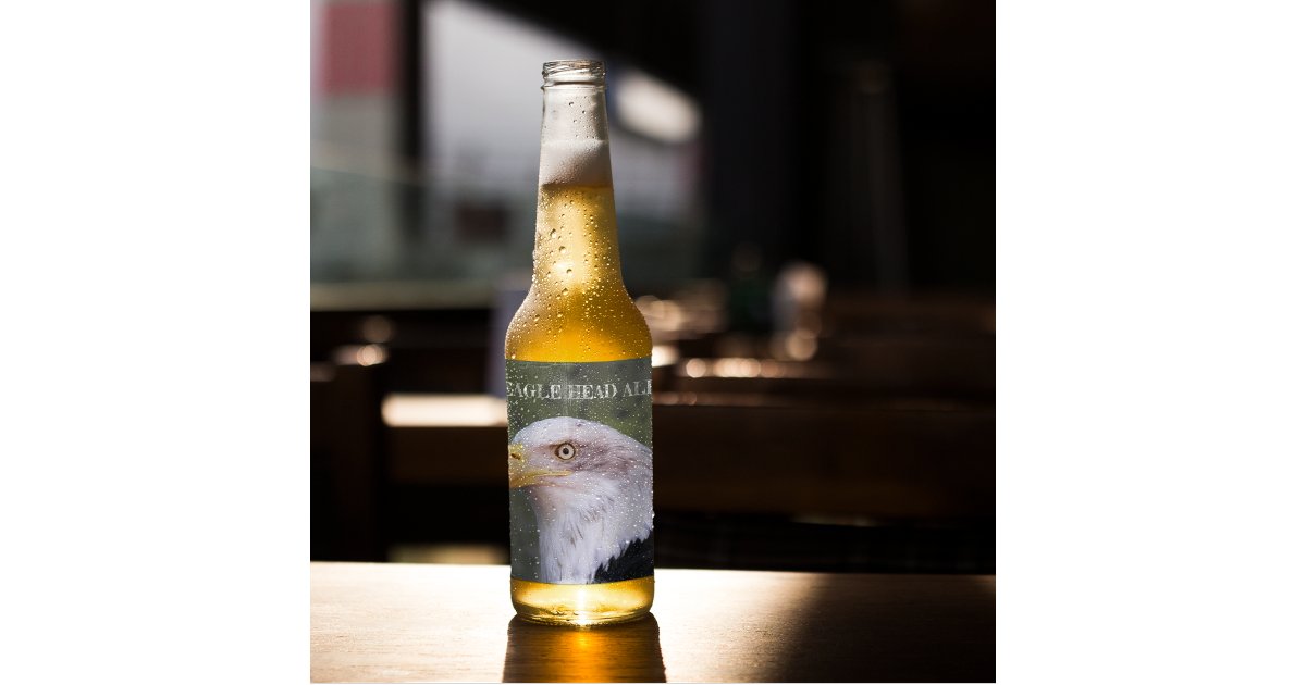American Bald Eagle Head Beer Bottle Label | Zazzle