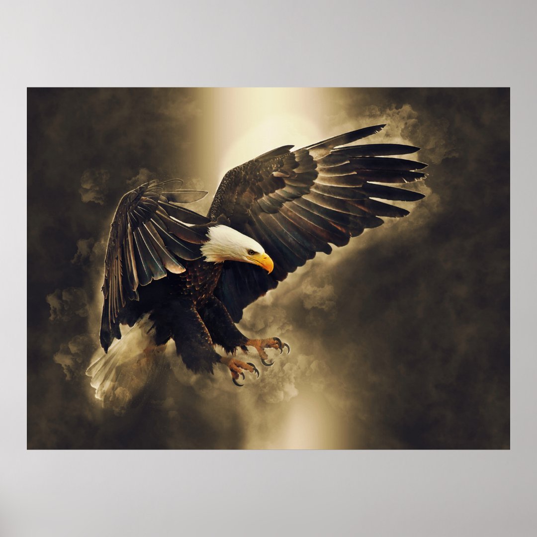 American Bald Eagle Let Freedom Soar Poster | Zazzle