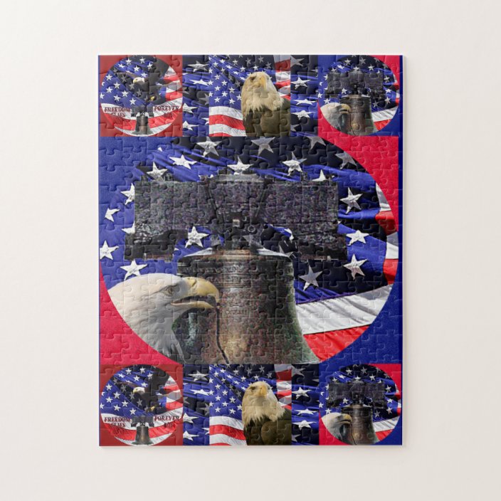 American Bald Eagle, Liberty Bell and Flag Puzzle | Zazzle.com