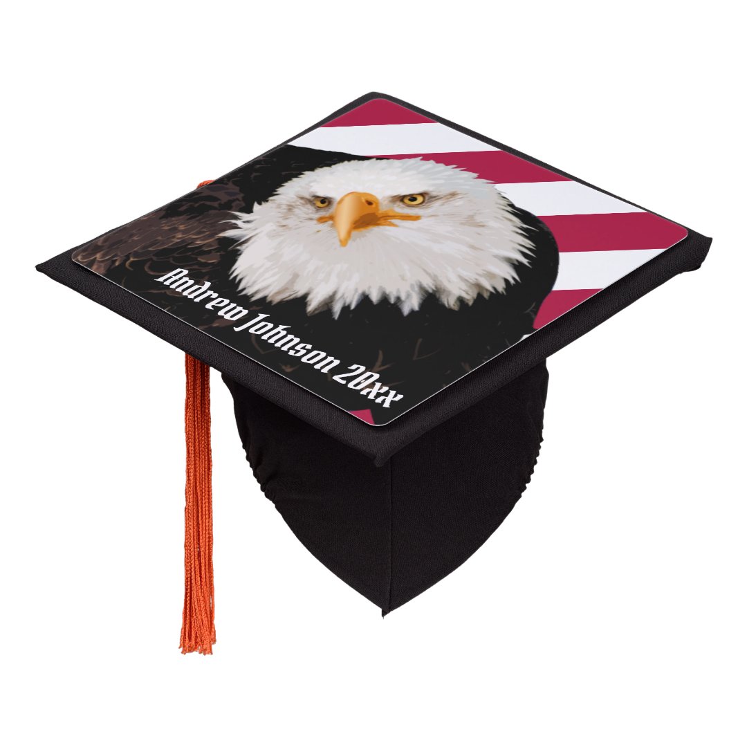 American Bald Eagle USA Flag Stripes Patriotic Graduation Cap Topper ...