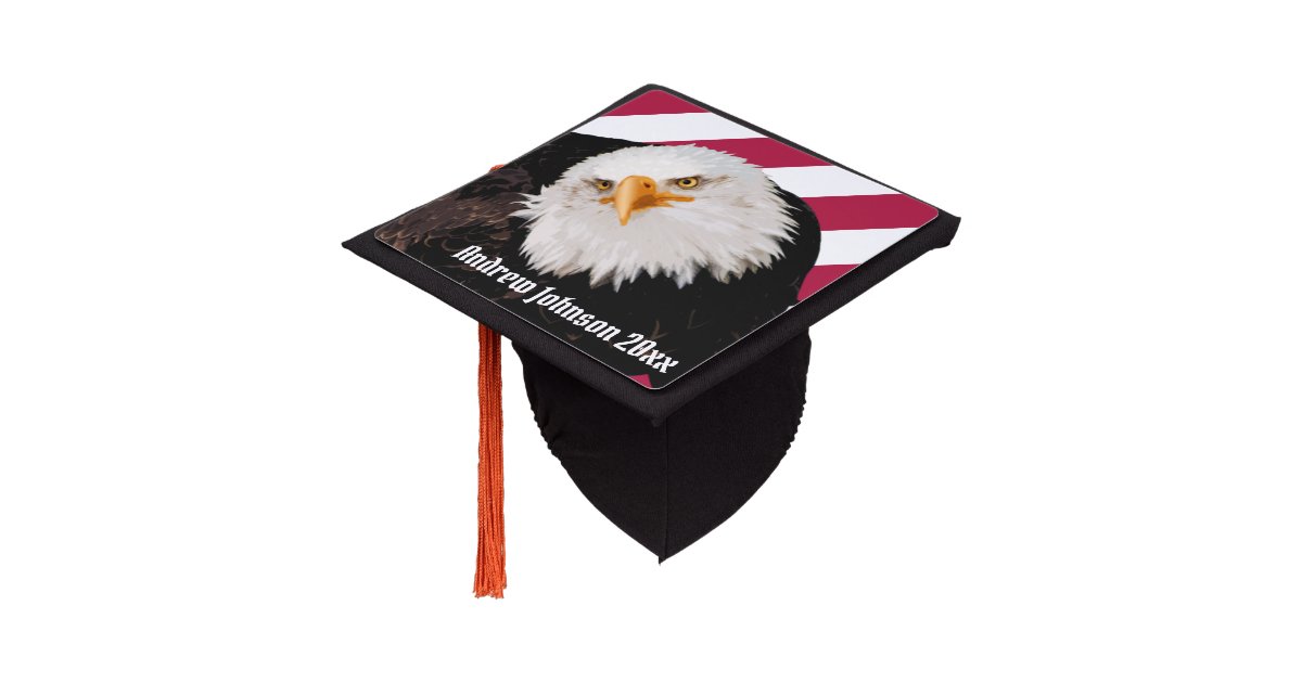 American Bald Eagle USA Flag Stripes Patriotic Graduation Cap Topper ...