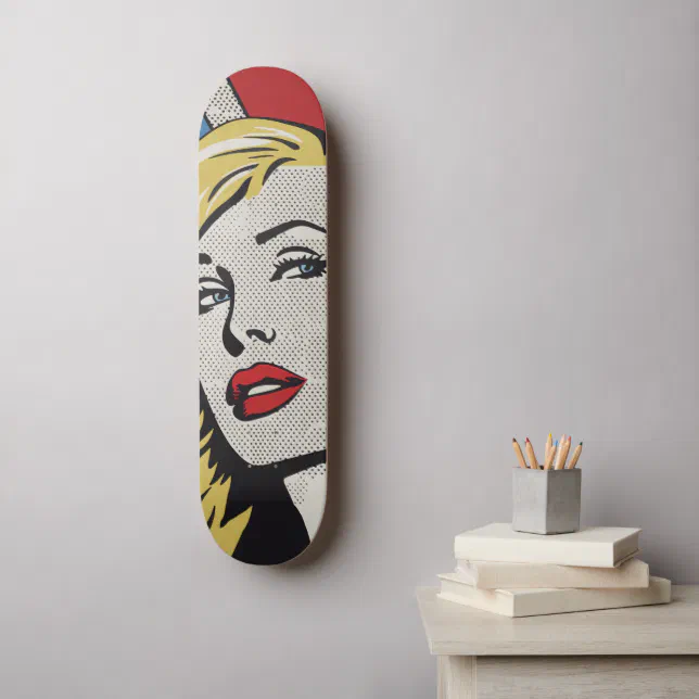 American Blonde Retro Pop Art Skateboard | Zazzle