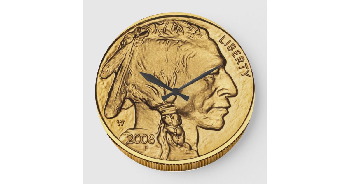 American Buffalo Gold Bullion Coin Large Clock | Zazzle