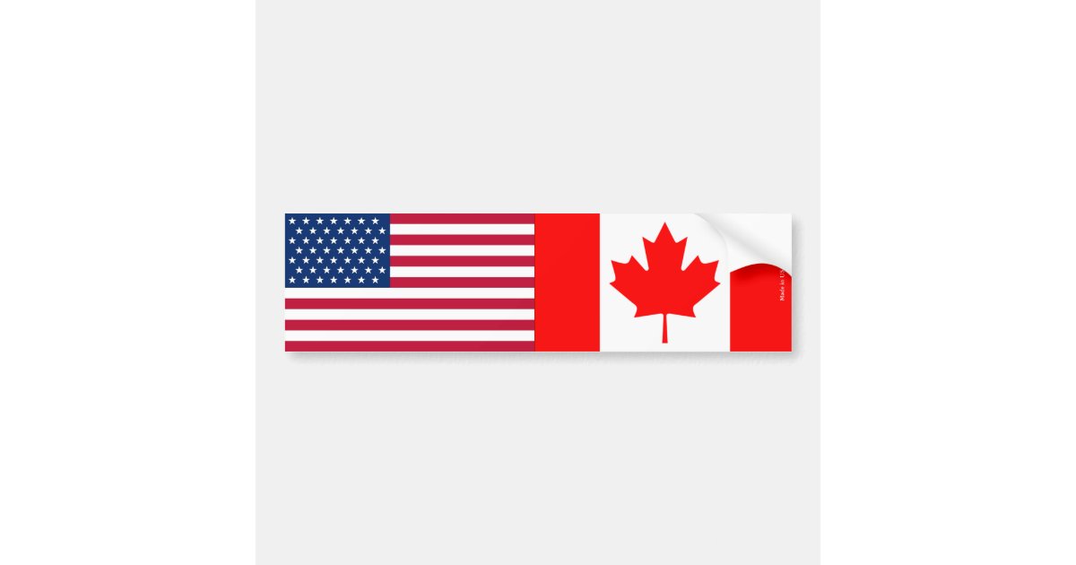 American & Canadian Flags Bumper Sticker | Zazzle