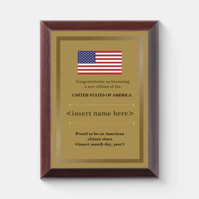 American Citizenship Award Plaque | Zazzle