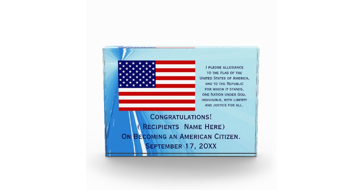 American Citizenship Flag Award with Date by Janz | Zazzle