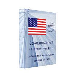 American Citizenship Flag Award with Date by Janz Canvas Print | Zazzle