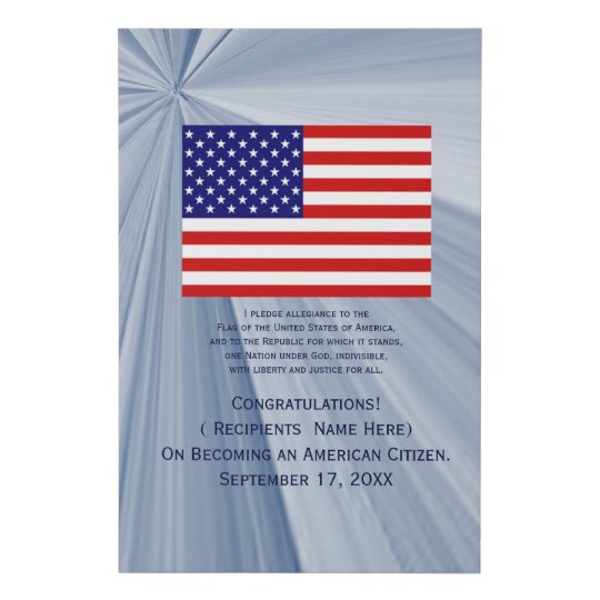 American Citizenship Flag Award with Date by Janz Faux Canvas Print ...