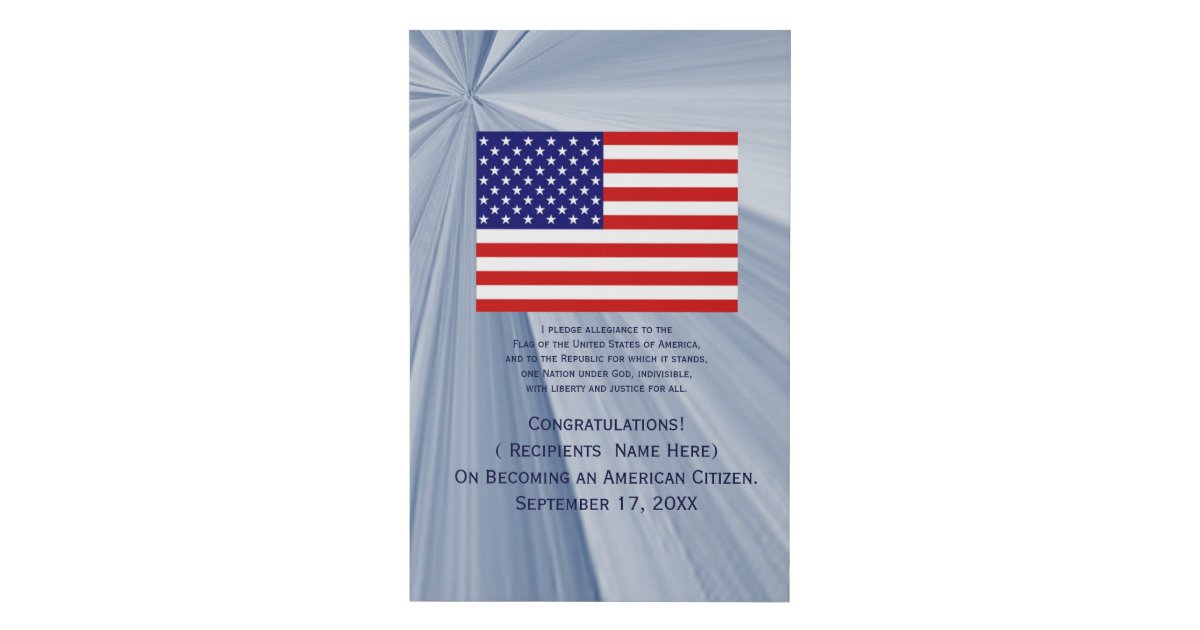 American Citizenship Flag Award with Date by Janz Faux Canvas Print ...