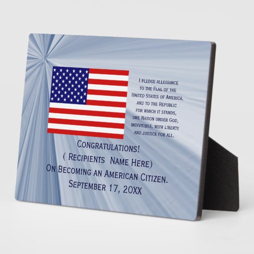 American Citizenship Flag Award with Date by Janz Plaque | Zazzle
