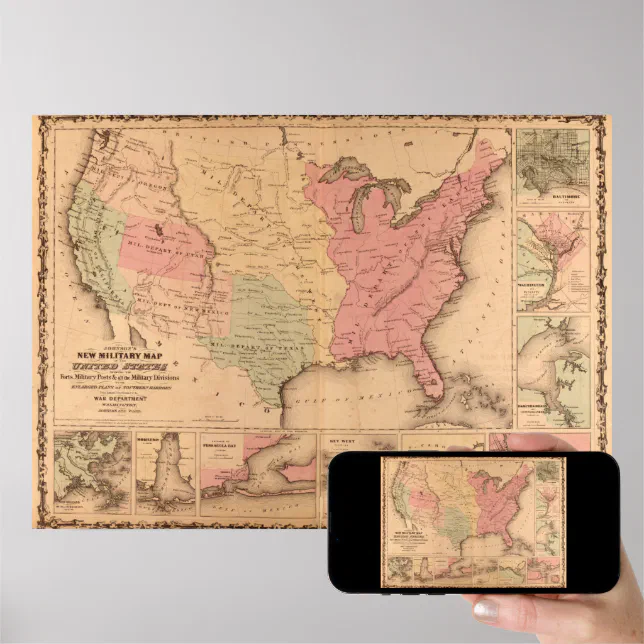 American Civil War Military Map 1862 Poster | Zazzle