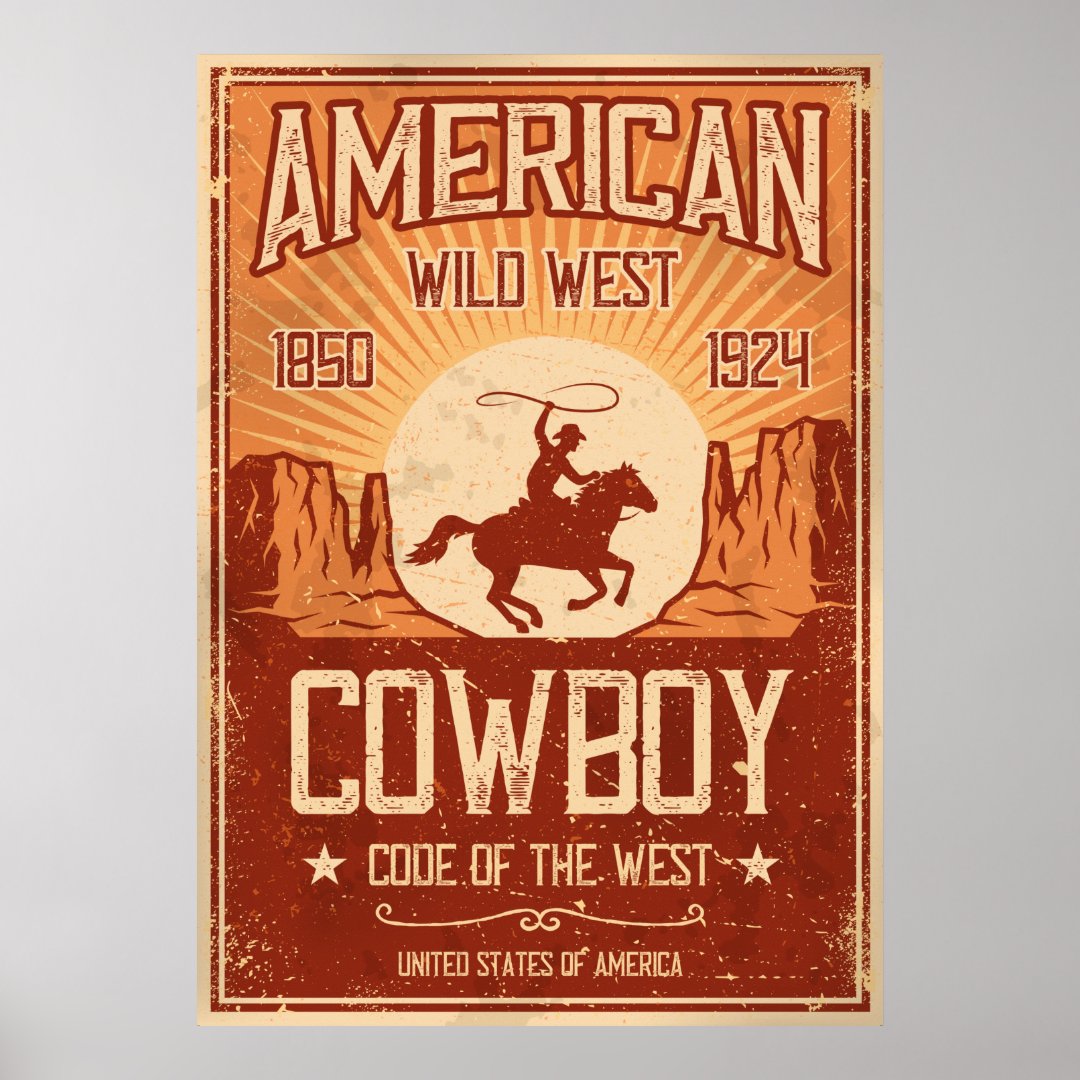 American Cowboy Wild West Poster | Zazzle
