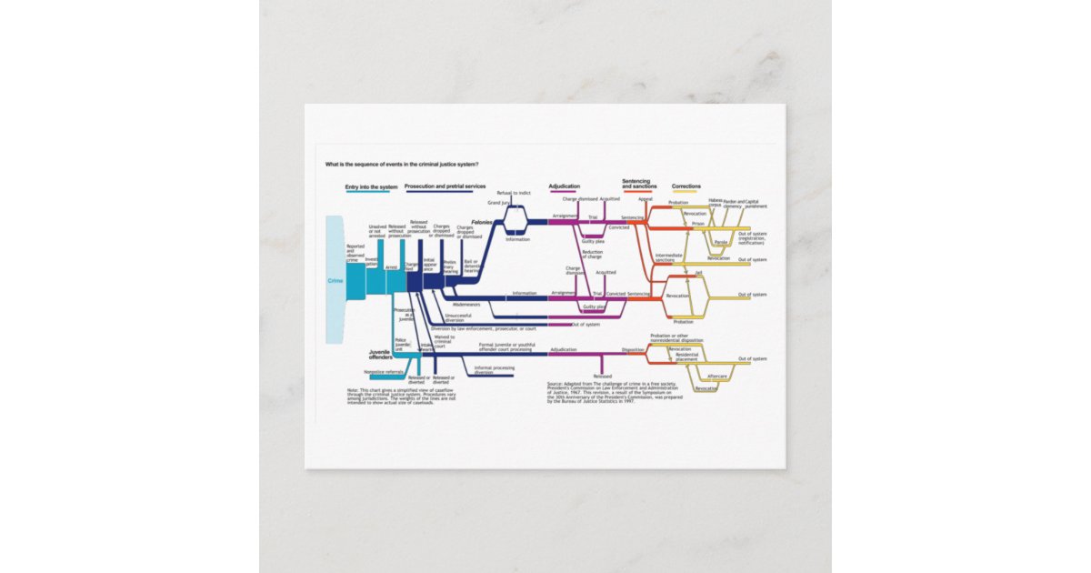 American Criminal Justice System Process Flowchart Postcard | Zazzle