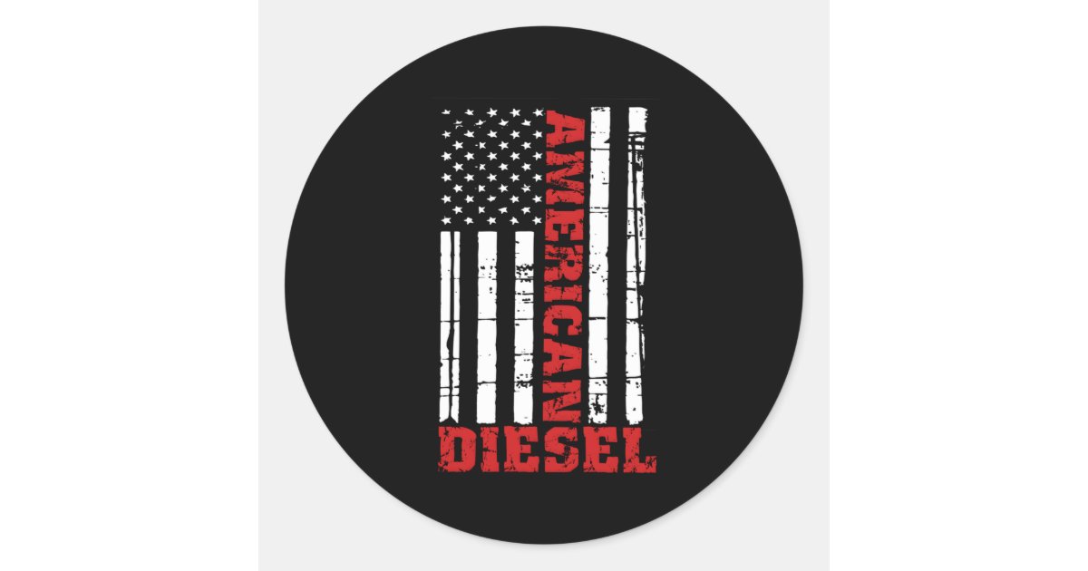 American Diesel Flag Truck Turbo Brothers Classic Round Sticker | Zazzle