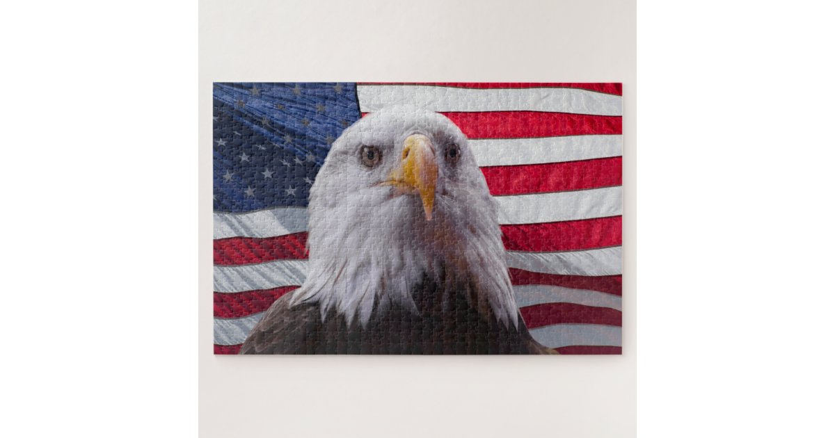 American eagle and flag jigsaw puzzle | Zazzle