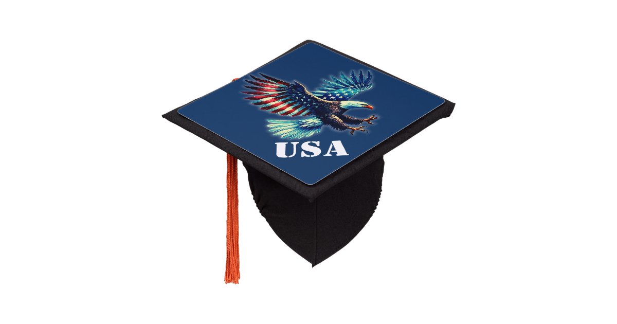American Eagle Patriotic Flag Blue Graduation Cap Topper | Zazzle