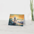 American Eskimo Beach Surfing Painting Card | Zazzle