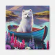 American Eskimo Dog on Paddle: A Scenic Adventure Magnet | Zazzle