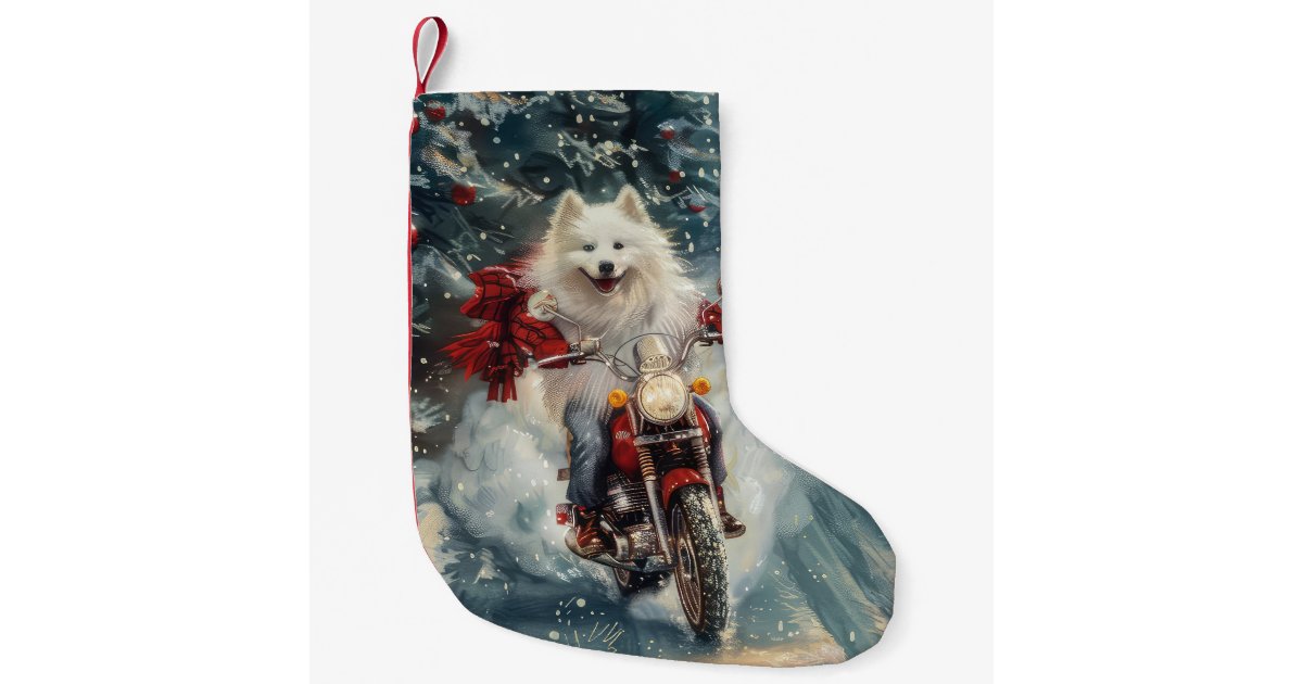 American Eskimo Dog Riding Motorcycle Christmas Small Christmas ...