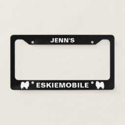 American Eskimo Dog Silhouettes Eskiemobile License Plate Frame | Zazzle