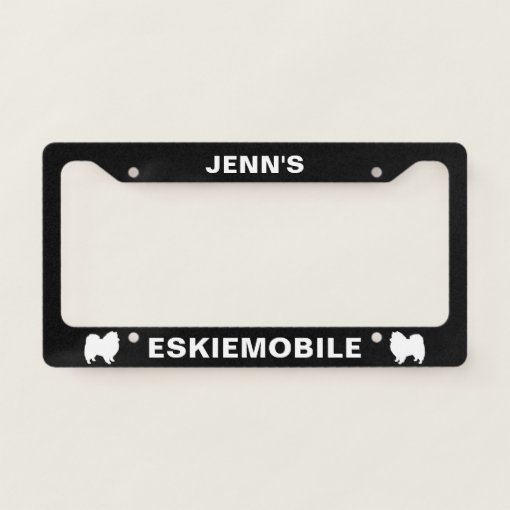 American Eskimo Dog Silhouettes Eskiemobile License Plate Frame | Zazzle