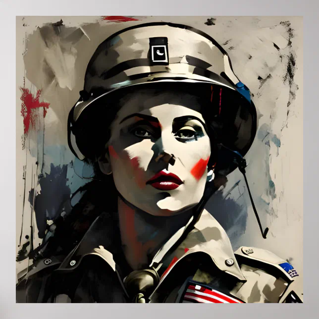AMERICAN FEMALE SOLDIER POSTER | Zazzle