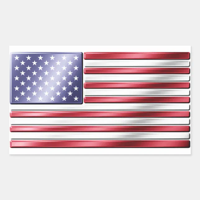 American Flag 2 - USA - Metallic Rectangular Sticker | Zazzle