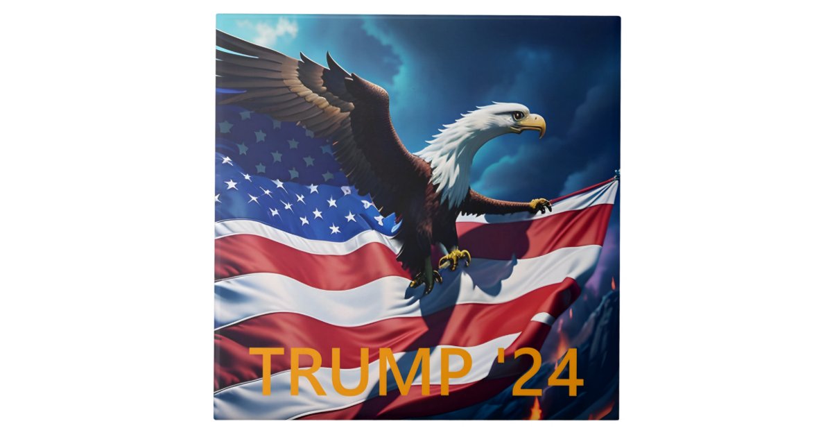 American Flag American Eagle TRUMP 2024 Ceramic Tile | Zazzle