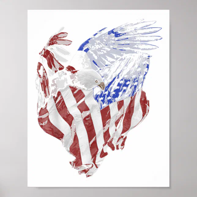 American Flag and Bald Eagle Patriotic Poster | Zazzle